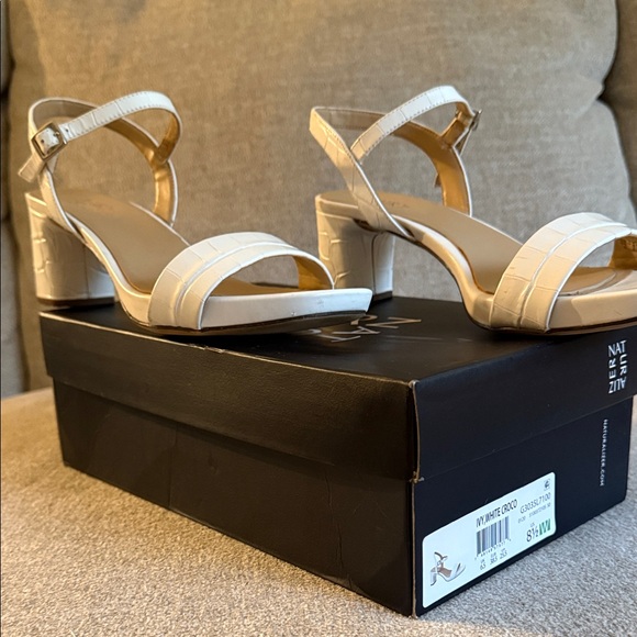 Naturalizer | Shoes | Naturalizer Cream Croco Block Heel Sandals | Poshmark